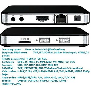 TVIP TV Box v.605 4K|HEVC High Performance Android & Linux |2X USB|Memory Storage 8 GB|4K|UHD|Stalker Player|M3U Player|Built-in Dual Band WiFi (2.4G/5G)|HDMI Cable|Amlogic S905X Quad Core 1.5 GHz