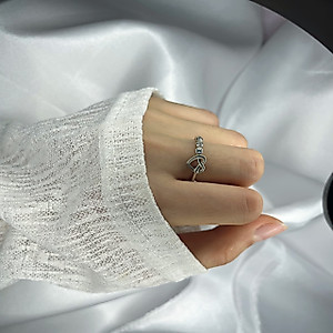 ROWAWA Family Ring with 3 Mother Child Birthstones Women's Ring Mother's Day Daughter Jewelry Grandmother Gift Personalized Best Friend Friendship sisters Custom Name Sterling Silver