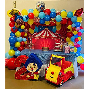 Cenven Red Circus Carnival Backdrop Curtain Stars Birthday Party Photography Background Newborn Baby Shower Birthday Cake Table Decorations 7x5FT, 7x5FT(width 210cm x Height 150cm)