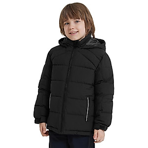 ZSHOW Boys' Winter Coat Thick Fleece Lined Quilted Puffer Jacket Insulated Outerwear Coat(Black,14-16)