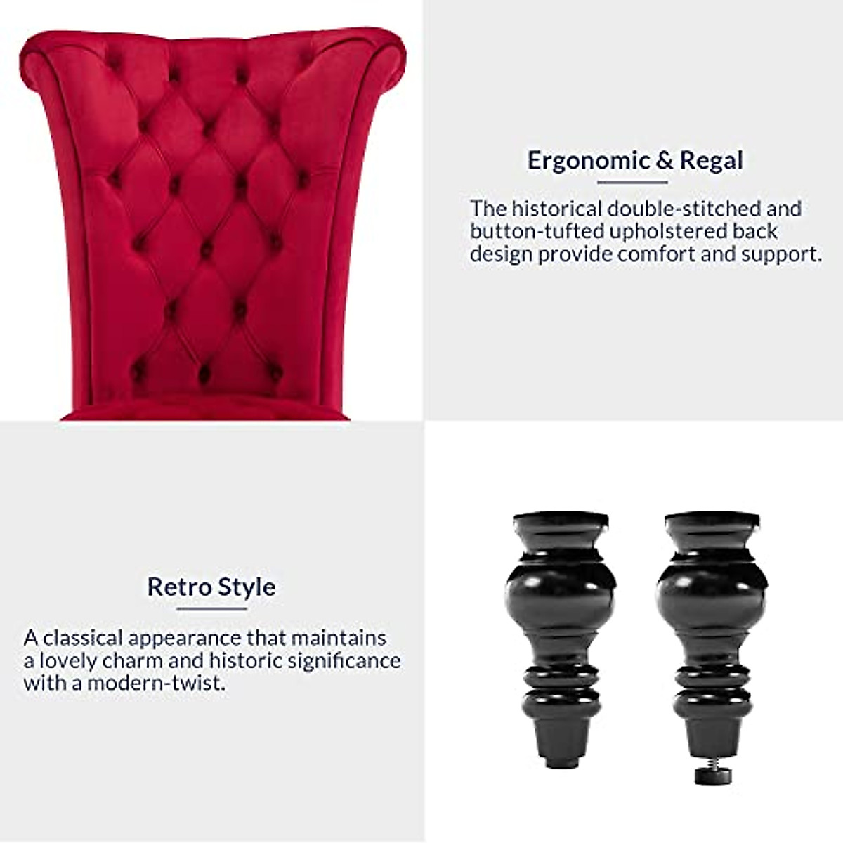 BELLEZE Modern Gothic Style Velvet Accent Chair, Elegant Seating with High Back & Button Details, Contemporary Design for Living Room, Bedroom, Fireplace - Tufted (Red)