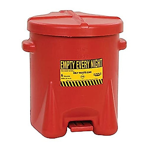 Eagle 933-FL Oily Waste Polyethylene Safety Can with Foot Lever, 6 Gallon Capacity, Red