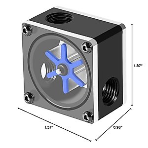 Fosa Meter Indicator, G1/4 Threaded 6 Impeller 3 Ways for PC Computer Water Cooling System