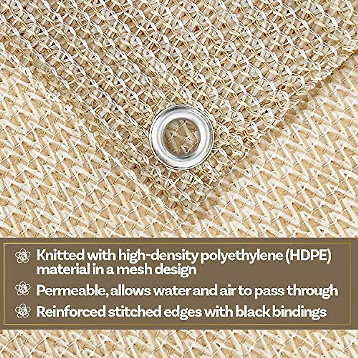 Alion Home HDPE 60% Sun Block Garden Netting Mesh for Plants Protecting - Beige (1, 10' x 6')