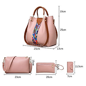 LMKIDS 4 Pcs Bags Set for Women Shoulder Bags Small Tote Handbag Crossbody Bag&Wristlet Purse Top Handle Pu Leather Sets Bags (coffee)