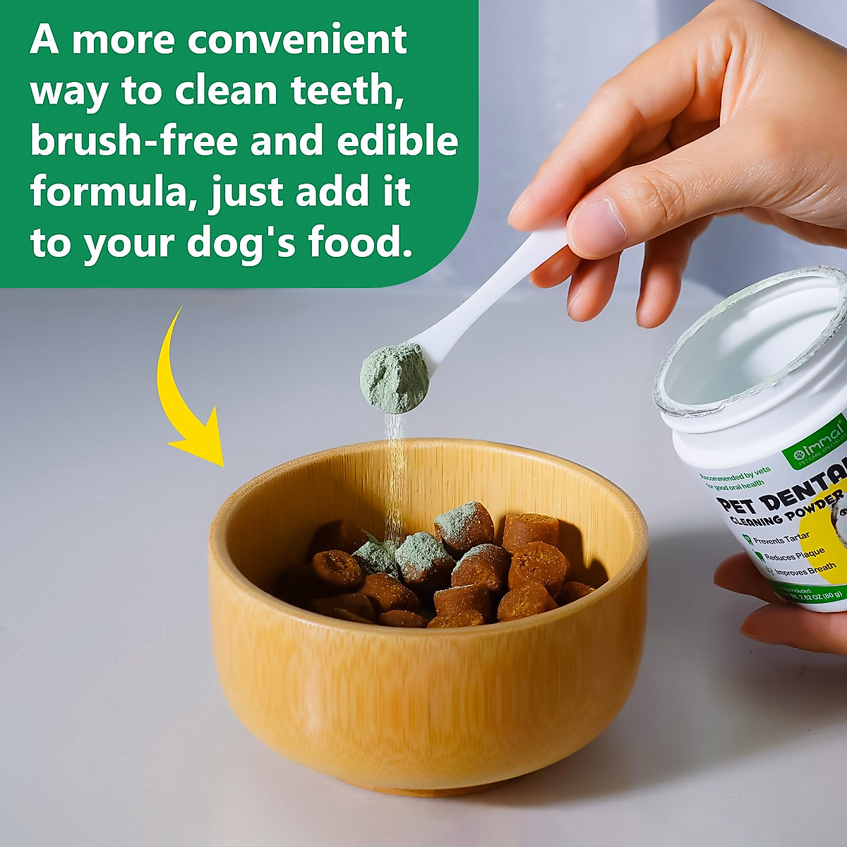 Teeth Cleaning Powder for Dogs, 2 x 80g Dog Dental Powder Cleaning Teeth, Dog Breath Freshener with Probiotics for Bad Breath, Plaque, Tartar - Dental Care Supplement for Small, Medium & Large Dogs