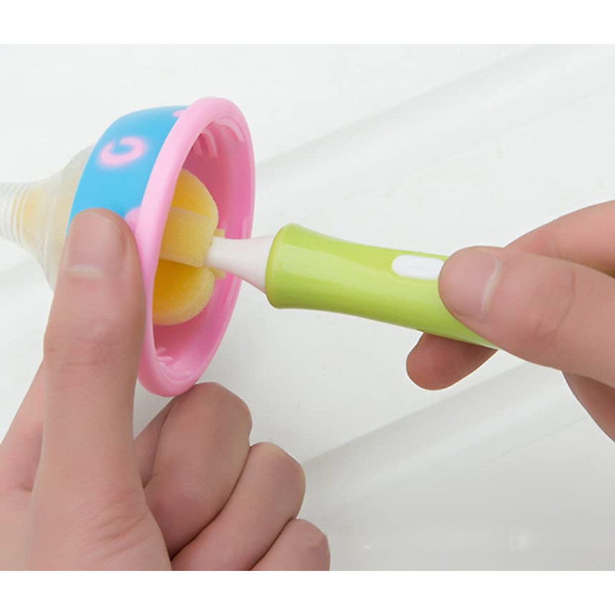 Duehut HLLMX 1PCS Baby Bottle Brush The Baby Nipple Brush Cleaning Brush to Replace The Head Sponge Bottle Brush for Washing Baby Bottles