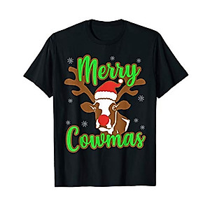 Cow Lovers Ugly Christmas Funny Gift Stocking Stuffer Mom T-Shirt