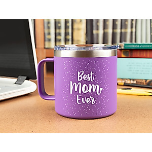 KLUBI Best Mom Ever Gifts - Purple Tumbler/Mug 14oz - Gift Idea for Mothers Day, From Daughter Son, Birthday, Cute