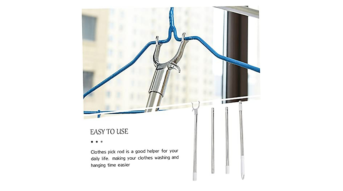 Zerodeko 2pcs Clothesline Rod Hooks - Durable & Versatile Utility Hooks