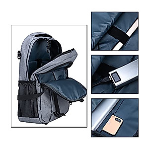 Widfre Basketball Backpack with USB Charging Port, Durable Men's Laptop Backpack for Outdoor with Ball Compartment (Gray)