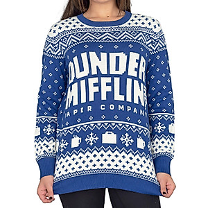 Ripple Junction The Office Dunder Mifflin Blue Ugly Christmas Sweater (XX-Large)