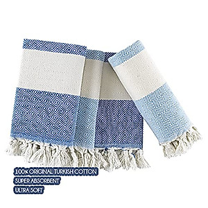 Hiera Home Turkish Hand Towels Set of 4 | 100% Cotton Decorative Towels for Bathroom, Kitchen, Gym, Yoga, SPA | Soft, Absorbent and Quick Dry Farmhouse Towels for Hands, Hair and Face | 19x39 inches