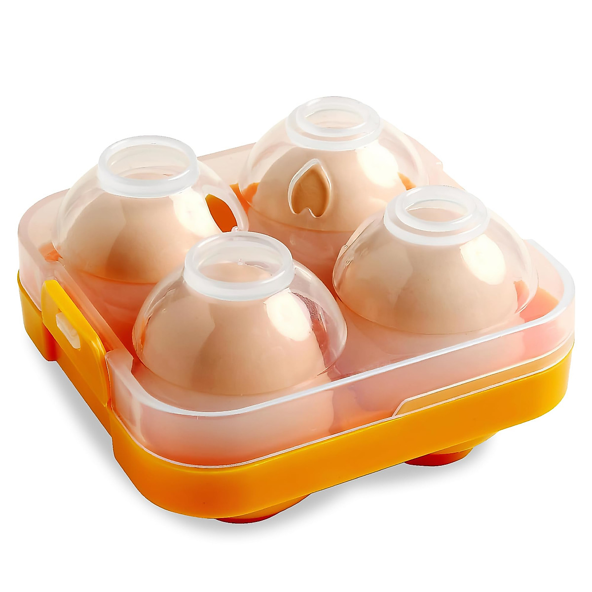 BIOPRONEXT Plastic Egg Container for Refrigerator - Shockproof 4 Grid Fresh Egg Storage Box - Stackable Egg Holder for Fridge or Camping - Reusable Egg Carton - Portable Egg Holders for Fresh Eggs