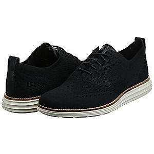 Cole Haan Men's Original Grand Knit Wing TIP II Sneaker, BLACK/IVORY, 10 M US