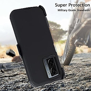 Customerfirst Compatible for OnePlus Nord N300 5G with Built in Screen Protector Kickstand Rugged Shockproof Dust/Drop Proof Holster Phone Case Cover (Black)