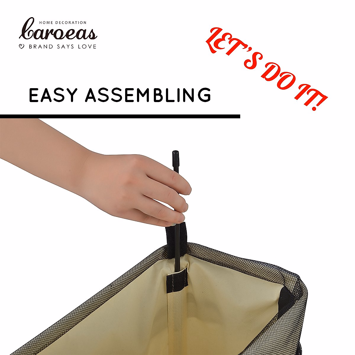 Cloth Clothes Basket, Caroeas 24" Handy Hanging Laundry Basket Tall & Slim Hamper Waterproof Laundry Bag Collapsible Travel Laundry Bag with Breathable Mesh Cover & Soft Handle Laundry Hamper (Black1)