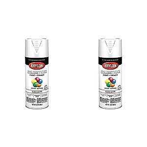 Krylon K05545007 COLORmaxx Spray Paint and Primer for Indoor/Outdoor Use, Gloss White 12 Oz (Pack of 2)