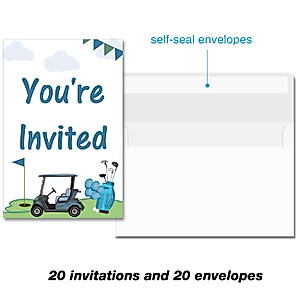 Soiceu Blue Golf 1st Birthday Party Invitations with Envelopes Set of 20 Par-Tee Golf First Birthday Invites Fill in Blank