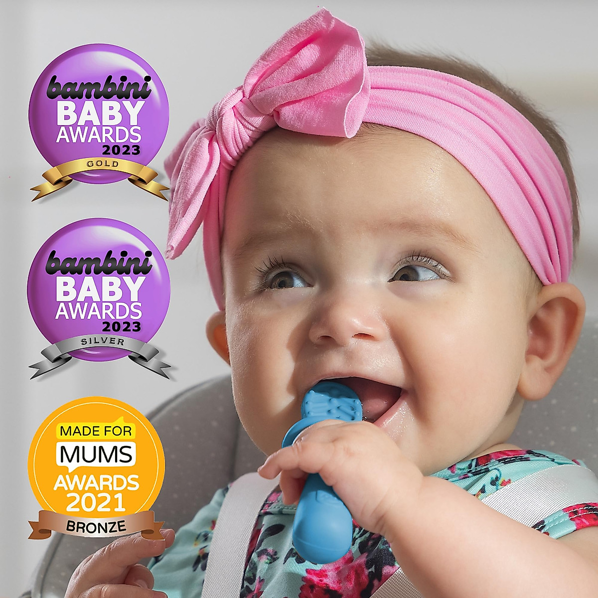 TalkTools Itsy Tiny Silicone Spoons – Twin Pack Soft Silicone Self-Feeding Training Spoons for Kids & Toddlers, Anti-Choking Flange Guard and Non-Slip Handle (Ocean)