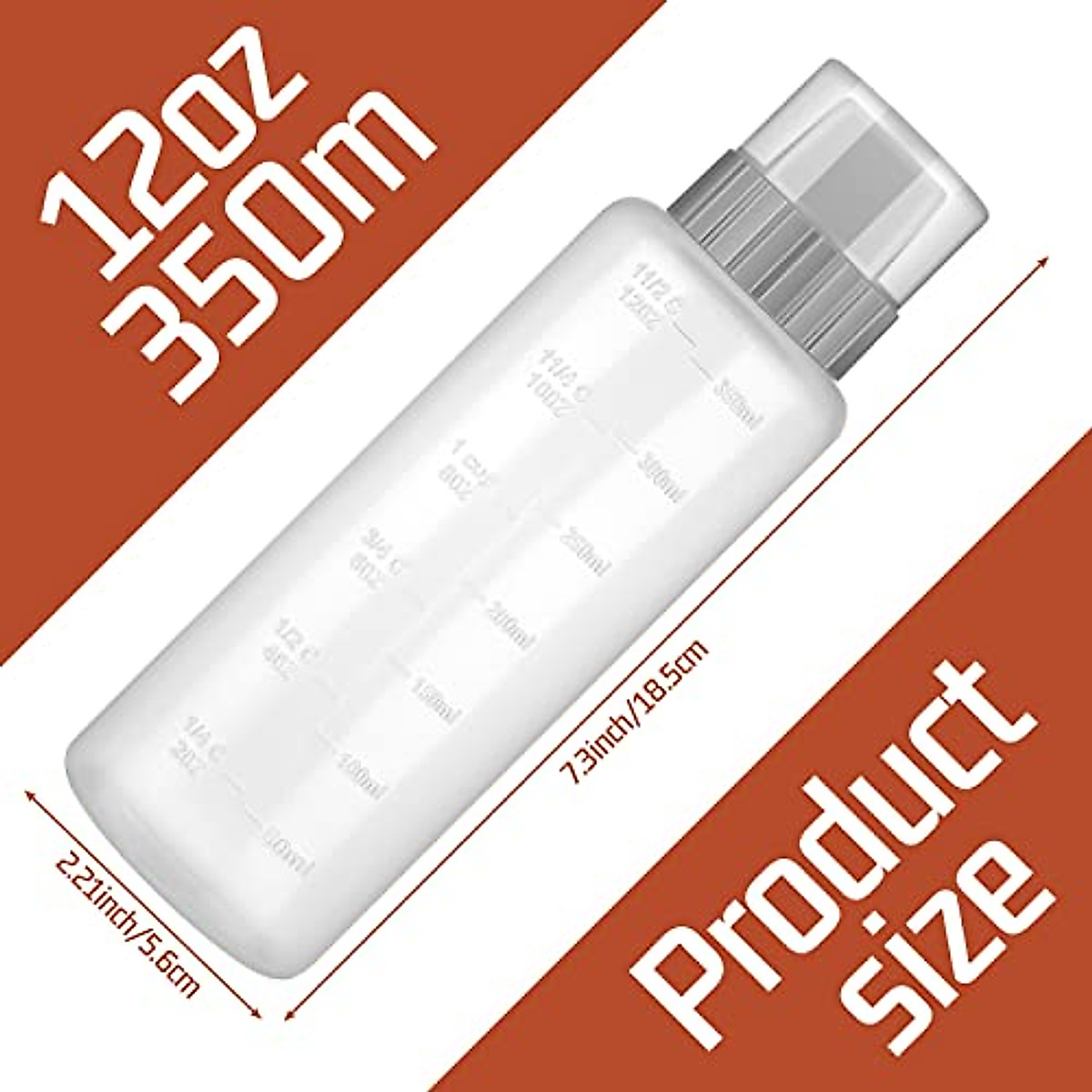 6 Pcs Porous Condiment Squeeze Bottle Refillable Condiment 5 Hole Container with Lid Syrup Squirt Bottle Sauce Dispenser Ketchup Bottle for BBQ Oil Hot Sauce Salad Cooking 12oz (Gray, White, Straight)