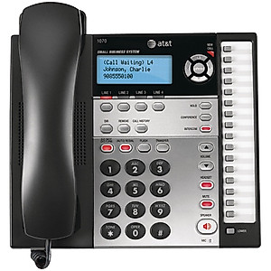 AT&T 1070 4-Line Expandable Corded Phone System with Caller ID/Call Waiting and Speakerphone, 1 Handset, Black/Silver