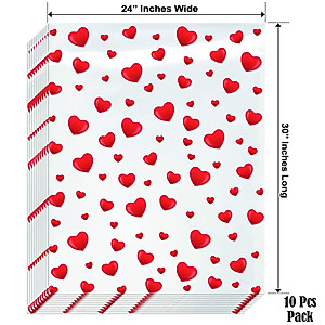 AnapoliZ Cellophane Wrap Bags with Hearts | (10 Pcs) X-Large 24” in X 30” in | 2.5 Mil Thick Crystal Clear Cellophane Bags with Hearts | Gifts, Baskets Wrapping | Valentines, Mother’s Day Baskets