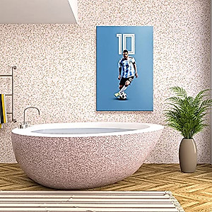 Yasswete Soccer Superstar Lionel Messi Poster for Room Motivational Football Star Canvas Wall Art Sports Themed Wall Decor for Boys Bedroom Livingroom Fans Gift 16x24 Inch Unframed