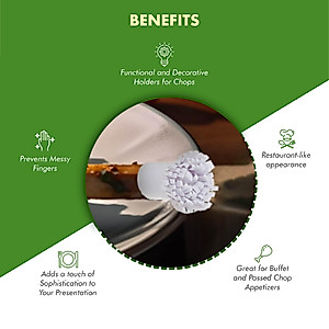 Regency Wraps Paper Frills, Elegant Decorative Holders for Lamb and Pork Chops and Small Chicken Legs, 5/8" Diameter, Small, White, Pack of 8