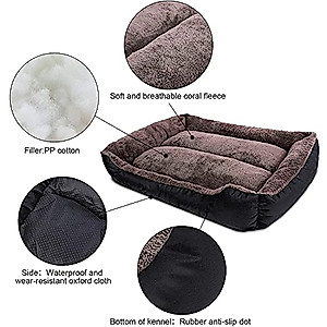 Utotol Dog Beds for Large Dogs, Washable Large Pet Dog Bed Sofa Firm Breathable Soft Couch for Jumbo Large Medium Small Puppies Cats Sleeping Orthopedic Dog Bed, Waterproof Non-Slip Bottom