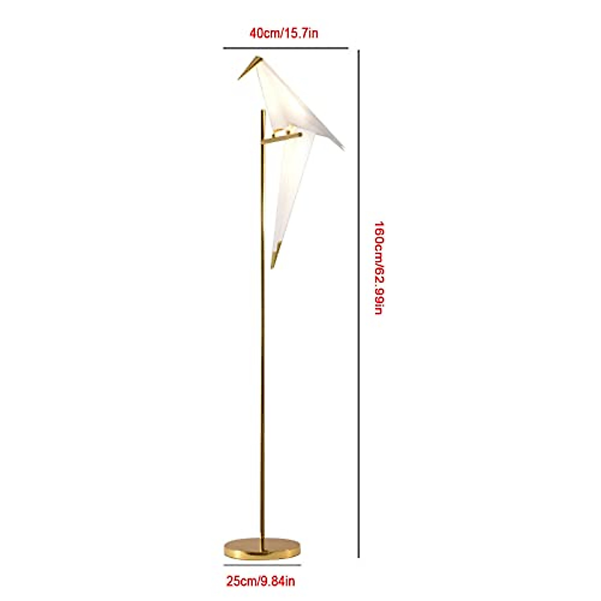 ETKEGHIP Floor Lamp for Living Room Modern ,63" Tall LED Pole Lamps Origami Crane Bird Standing Lamps for Office Kids Room Bedroom Reading Gold