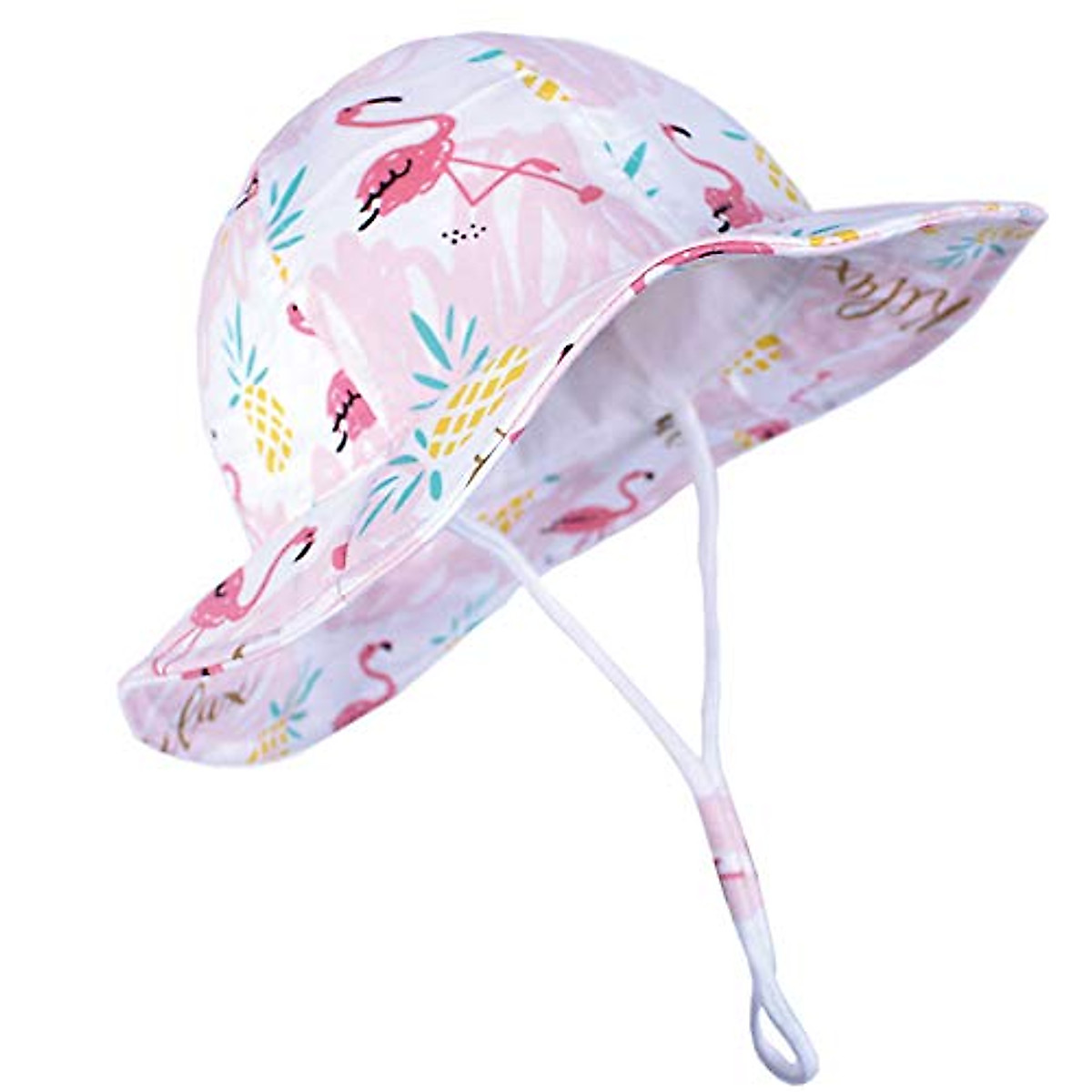 Baby Sun Hat Toddler Kids Wide Brim Sun Protection Hats Infant Beach Swimwear Bucket Cap (US, Age, 3 Months, 12 Months, Flamingo-Pink)