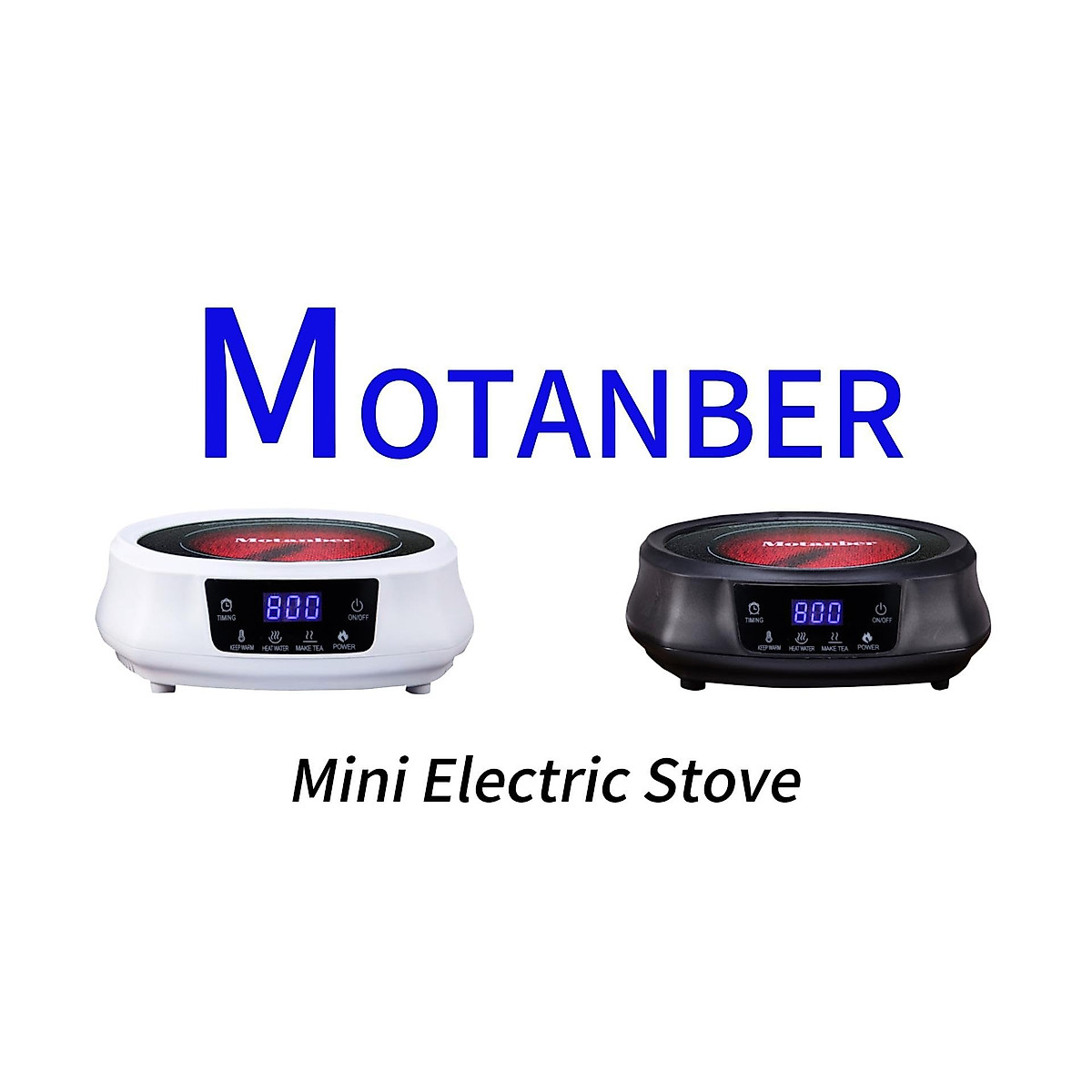 Mini Electric Stove 800W, Boil Tea,Ceramic Glass Cooktop with 8 Adjustable Power Levels, Intelligent Auto-Off Feature,Countertop Burners,For Tea Enthusiasts,Tea party (Black)