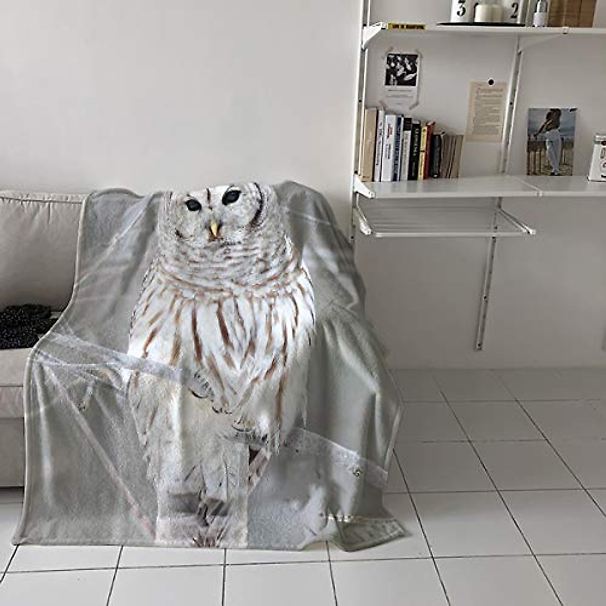 Greeeen Plush Fleece Throw Blanket | Fuzzy, Soft, Warm, Cozy, Reversible Blanket for Bed Couch Sofa Chair Travel- 49" x 59" Winter Owl