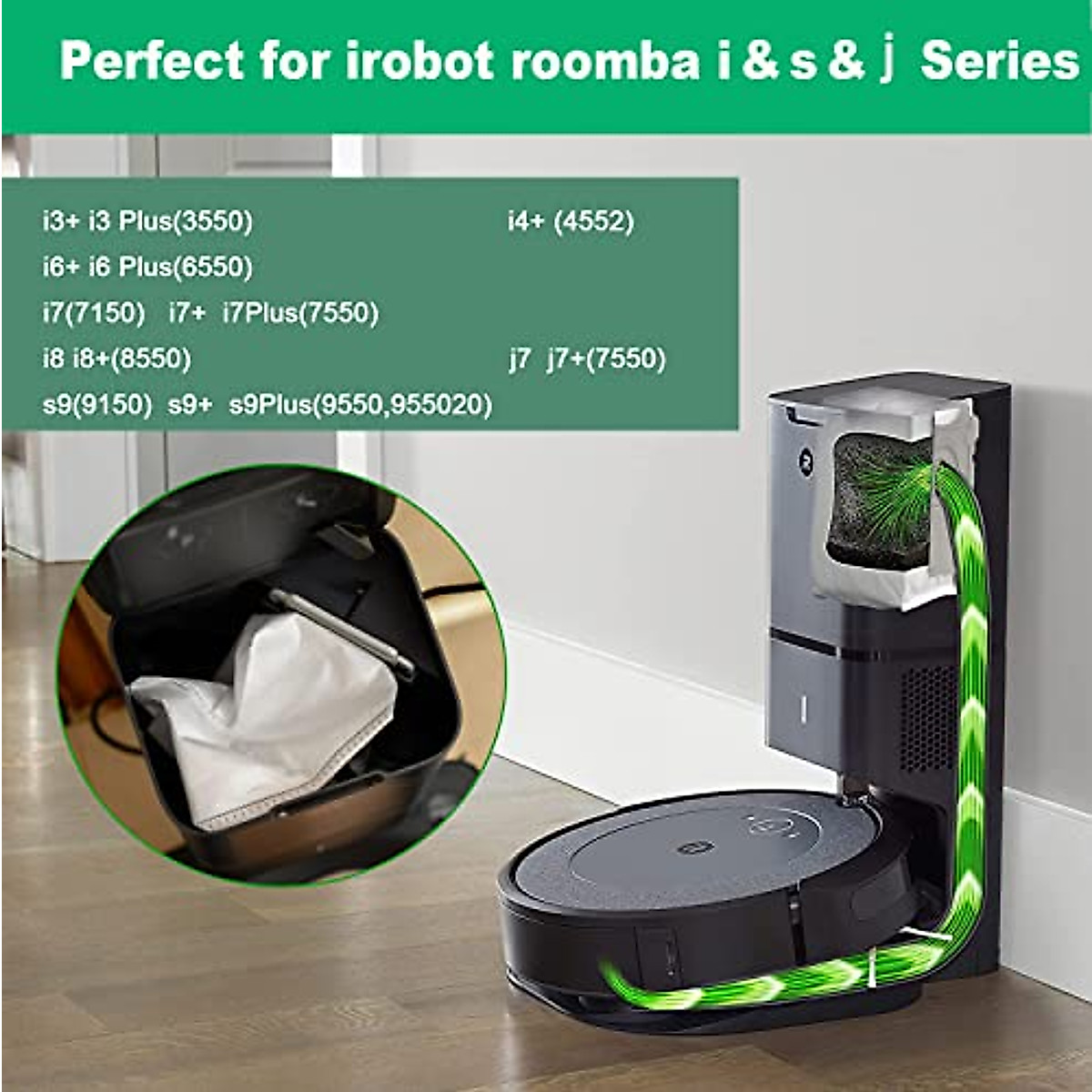 10 Pack Vacuum Bags Compatible with iRobot Roomba i & s & j Series for iRobot Roomba i3+(3550) i4+(4552) i6+(6550) i7+ i7Plus j7+(7550) i8+(8550) s9 s9+(9550)