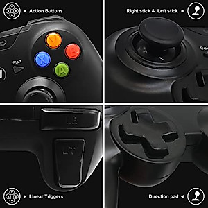 Wireless Gaming Controller, Dual-Vibration Joystick Gamepad Game Controller for PS3, PC, Android, Laptop Computer, Switch (with Phone Holder) (Black)