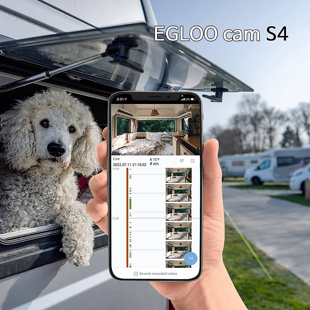 EGLOO S4 Home Security Camera with Temperature Humidity Monitor and Remote Control for Appliance – 1080P Wi-Fi Smart Baby Monitor, Pet Camera, Motion/Sound Detection, Clear IR Night Vision