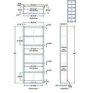 Concepts In Wood Midas Six Shelf Bookcase 84" H Dry Oak Finish