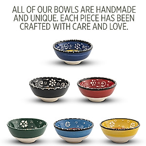Bascuda® Small Ceramic Bowls Set of 6 with Gift Box - Snack Bowls for Tapas, Dessert, Nuts, Olive, Soy Sauce Dish, Dip - Colourful Decorative Moroccan Spanish Mexican - Decorative Bowl - 3.14 Inches