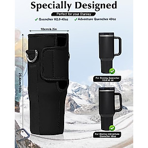 OriJoy Cup Holder Pouch Protector Sleeve Bag for Stanley Quencher H2.0 & Adventure 40 oz Tumbler with Handle, Neoprene Carrier with Strap
