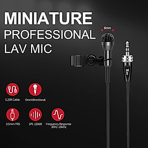 Xvive LV1 Miniature Omni-Directional Lavalier Microphone for Rode Wireless Go II, Sennheiser Wireless Transmitter, Recorder, DSLR Camera