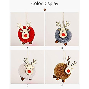 PartyYeah 24Pcs Christmas Cute Wool Felt Wooden Elk Antler Pendants Christmas Tree Decorations Cute Deer Craft Ornament for Christmas 2022 New Year Home Decor