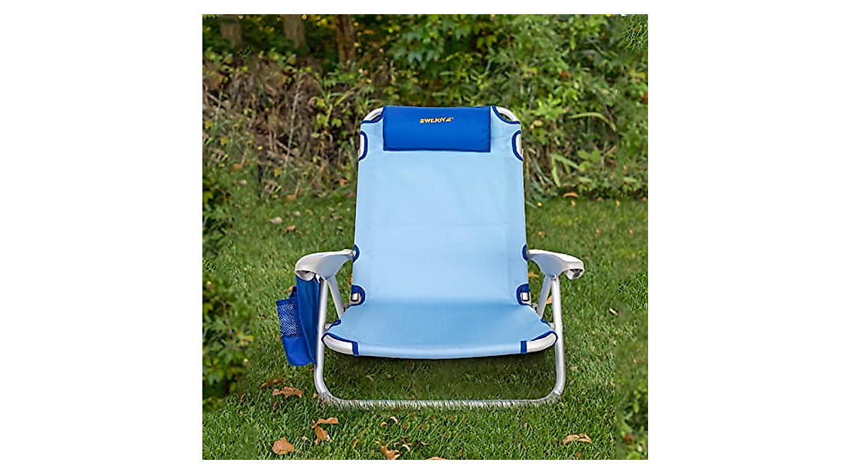 Lightweight WEJOY Folding Beach Chair - 4-Position Comfort