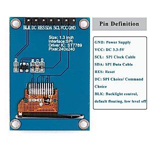 MakerFocus TFT LCD Screen Display 1.3inch TFT LCD Module, 240x240 IPS 65K Full Color 3.3V with SPI Interface ST7789 IC Driver, 51 STM32 Ar duino Routines for DIY