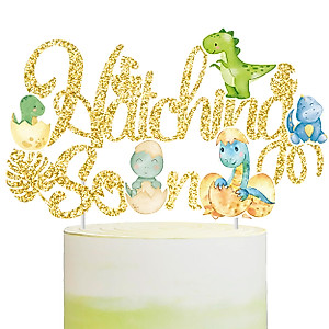 Dinosaur Baby Shower Decoration for Boy Dinosaur It's A Boy Banners Dinosaur Theme Hatching Soon Cake Cupcake Toppers Balloons for Dino Theme Birthday Pregnancy Celebration Party Decorations