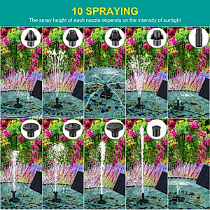 ZOLOCHEL Solar Fountain Kit 2024 Upgraded Glass Panel,9.84 Power Cord Solar Bird Bath Fountains No Battery DIY 9 Nozzles, Solar Water Fountain for Bird Bath Garden Décor(Black)