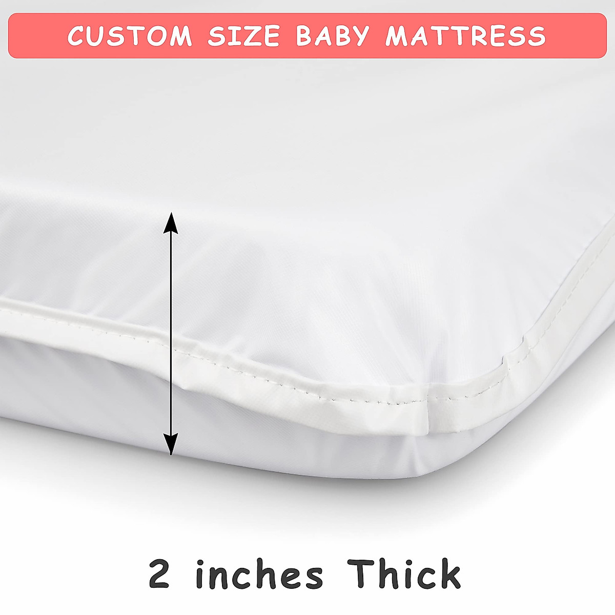 Custom Size Baby Crib Mattress Bed Pad: Firm Foam Bedding : Waterproof Vinyl Top