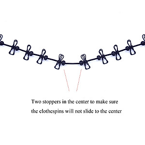 HAWATOUR Travel Clothesline 2 Count, Portable Retractable Clothesline with 12pcs Clothespins for Indoor Laundry Drying, Outdoor Camping Accessories, Black