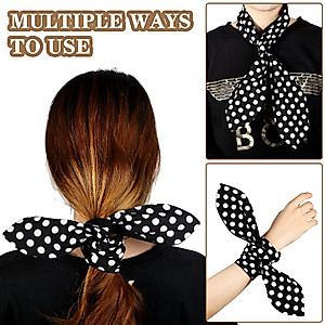 Costume Headband White Polka Dot Bandana Wire Headband Halloween Dress up Retro Hairband Headwrap Hair Accessories for Women(Big Dots,Black)