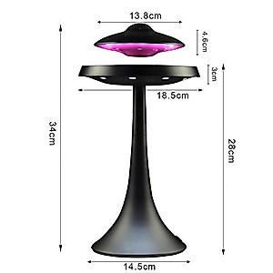 Levitating Floating Speaker, Magnetic UFO Bluetooth Speaker V4.0 , LED Lamp Bluetooth Speaker with 5W Stereo Sound , Wireless Charge, 360 Degree Rotation , for Home /Office Decor ,Unique Gifts(Black)